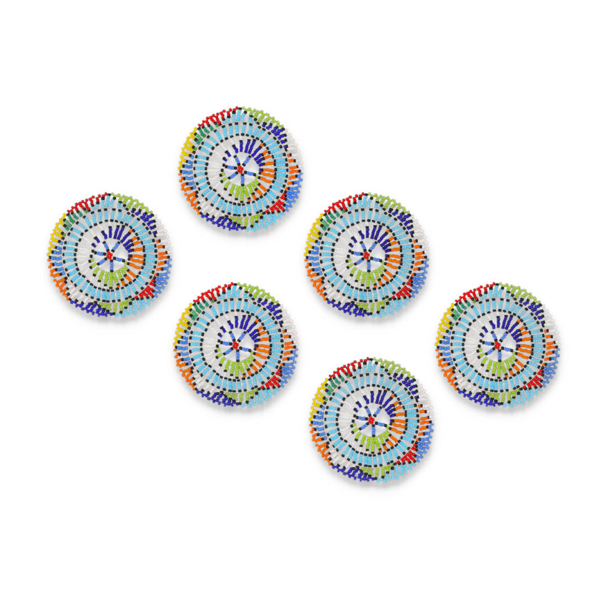African Beaded Ethnic Coaster Set (Set of 6)